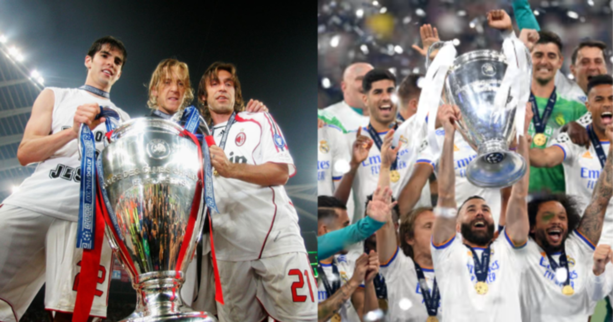 ¿Cuántas Champions League suman el AC Milan y el Real Madrid?